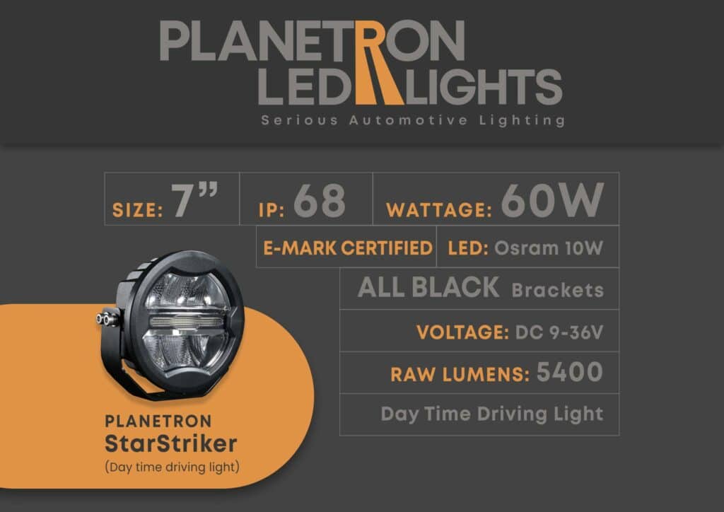Planetron 7 ” StarStriker 60 Watt Osram LED Spotlights (with DRL) – Set ...